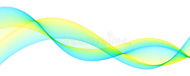 Abstract Bright Design Element Transparent Blue, Green and Yellow Wave ...