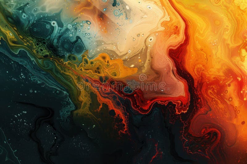 Abstract Bright Drawing Made Using Liquid Acrylic Technique. Art of ...