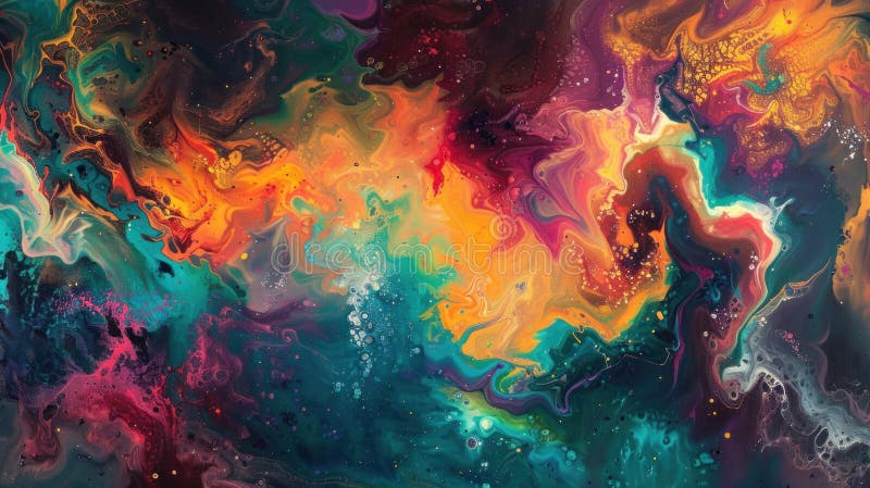 Abstract Bright Drawing Made Using Liquid Acrylic Technique. Art of ...