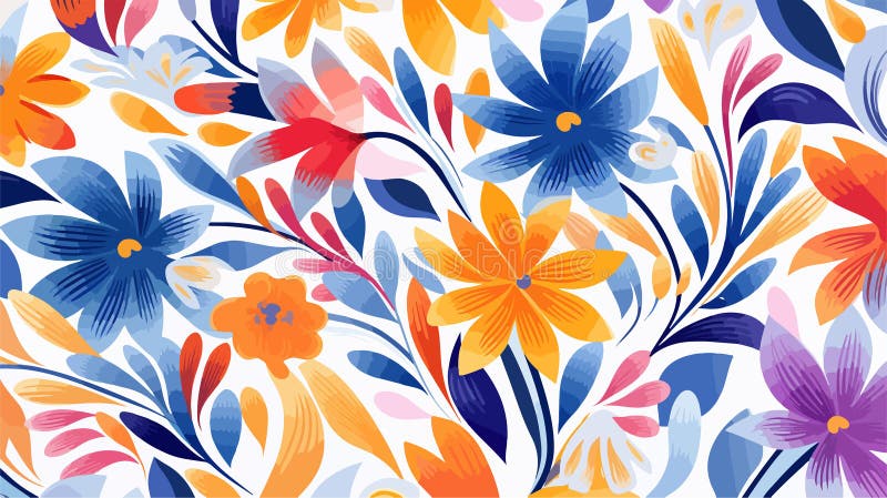 Abstract Bright Floral Patterns in Vector Art Stock Illustration ...