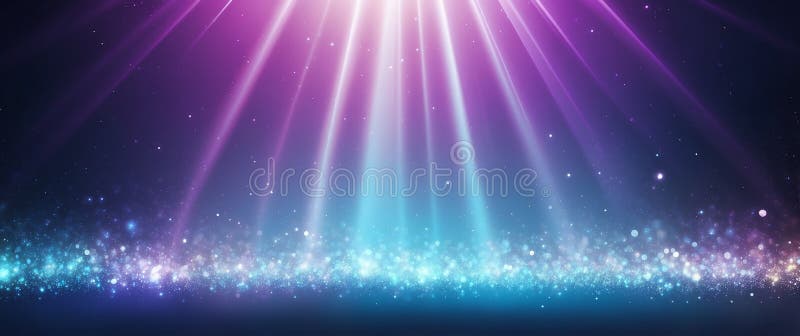 Abstract Bright Glitter Bokeh Blue Rays of Light Beams Spectrum Banner ...