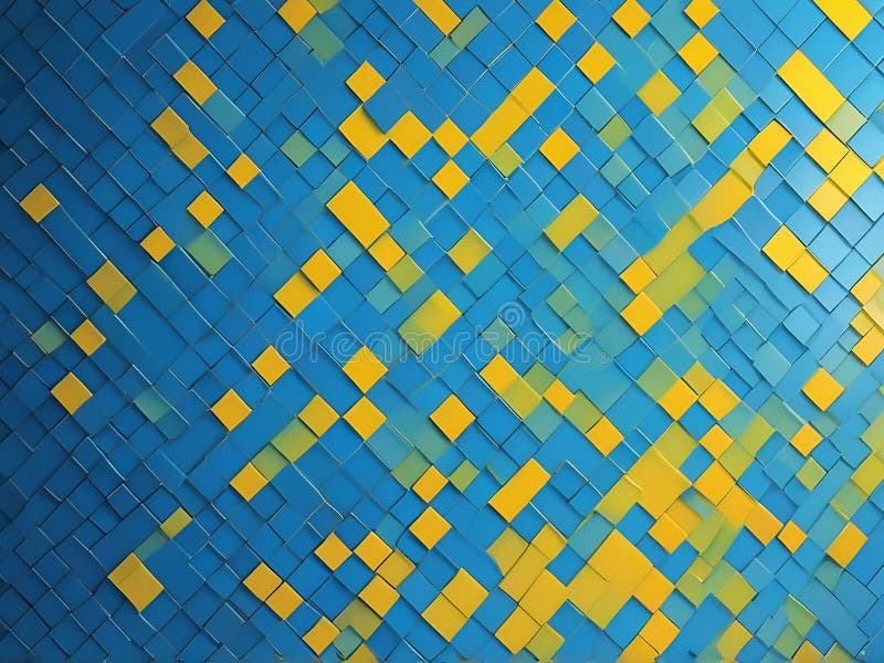 Abstract Bright Gradient Background Blue Yellow, Pixel Mosaic Stock ...