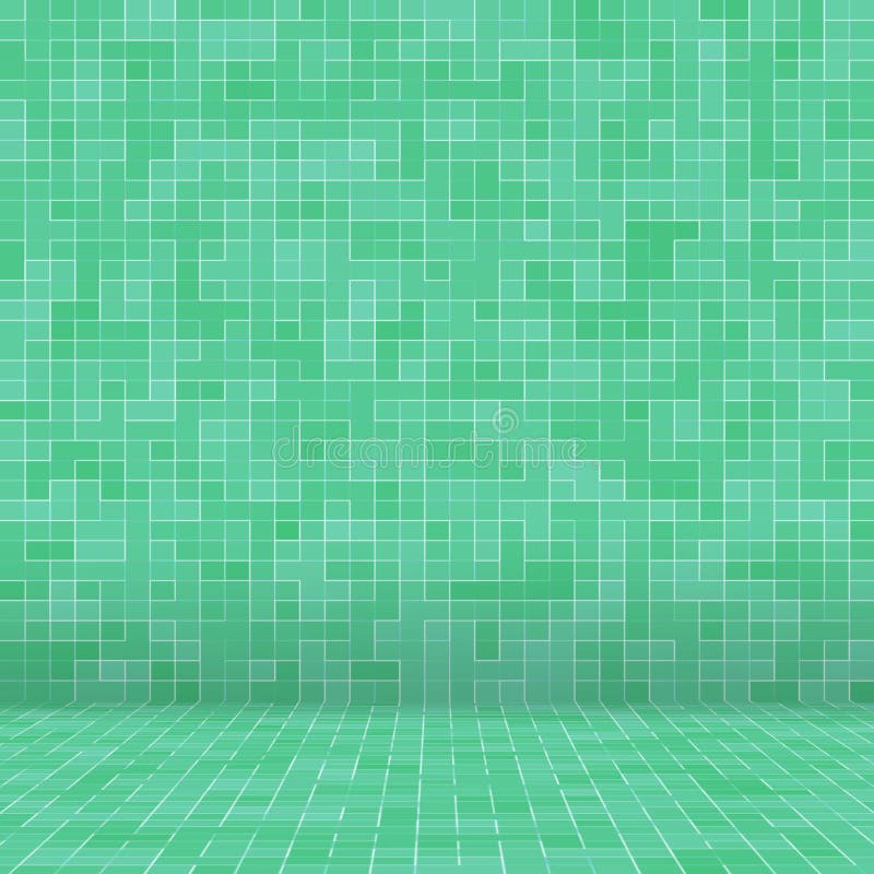 Abstract Bright Green Square Pixel Tile Mosaic Wall Background and ...
