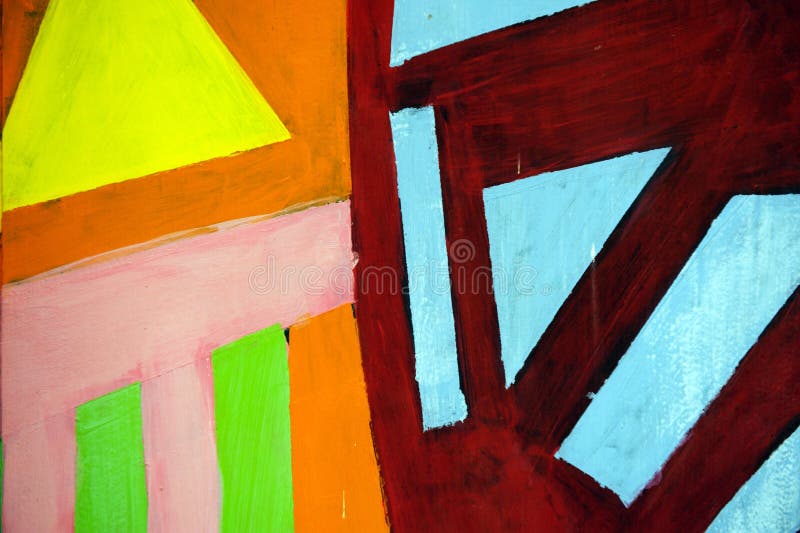 Abstract Bright Multi-colored Drawing on a Wooden Surface Stock ...