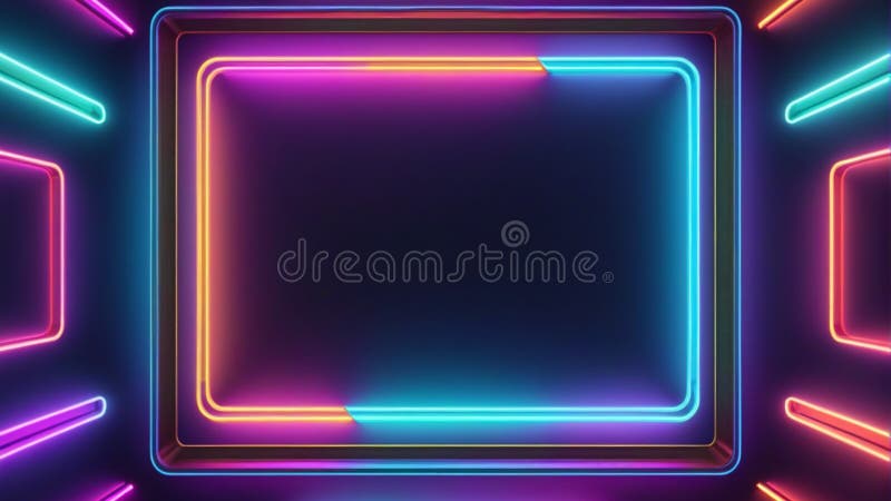 Abstract Bright Neon Rectangular Frame Stock Illustration ...