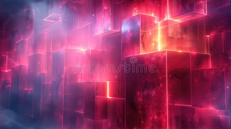 The Abstract Bright Neon Red Polygon Shape Geometry Futuristic Material ...