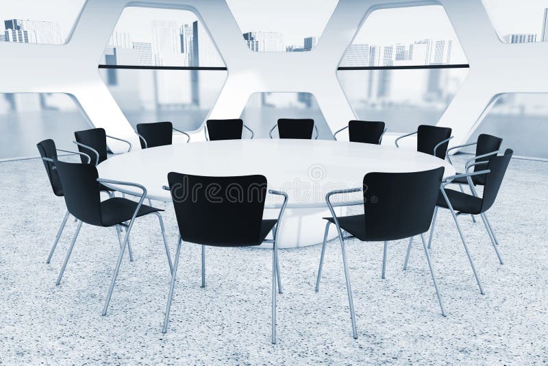 Abstract Bright Office Meeting Room. 3d Rendering Stock Illustration ...