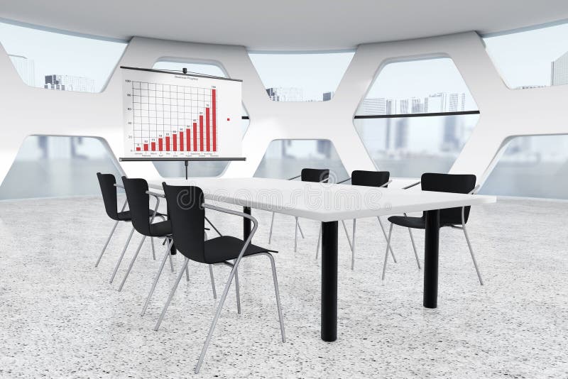 Abstract Bright Office Meeting Room. 3d Rendering Stock Illustration ...