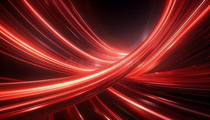 Bright Red Light Trails Curve Dynamically Against a Dark Background ...