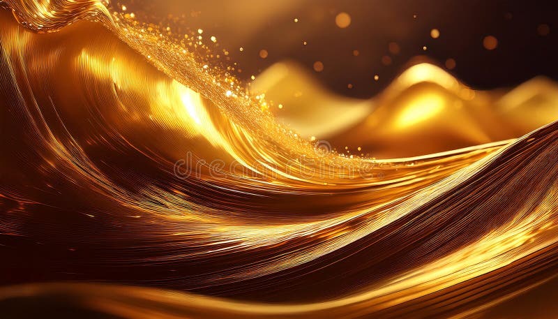 Abstract Bright Wave Background with Golden Liquid Movement Stock ...