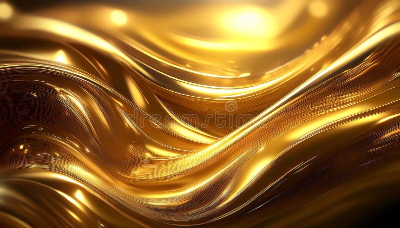 Abstract Bright Wave Background with Golden Liquid Movement Stock ...