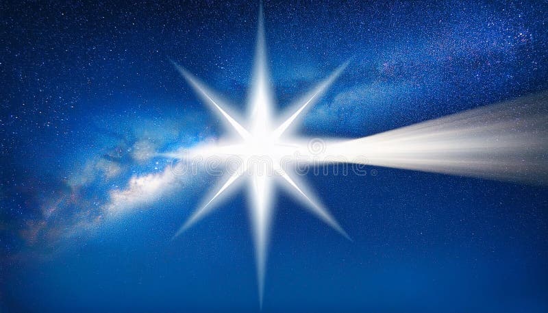 Abstract Bright White Star with Blue Background. Shooting Star ...