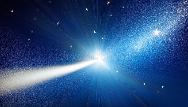 Abstract Bright White Star with Blue Background. Shooting Star ...