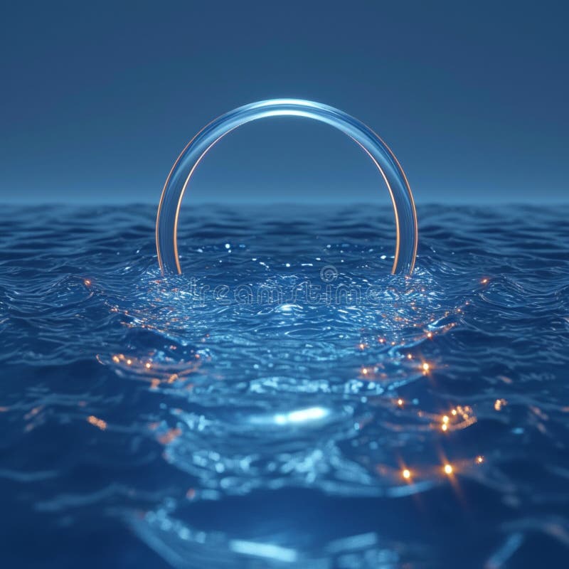 Abstract Brilliance Water Surface with Light Illuminated, Captivating ...