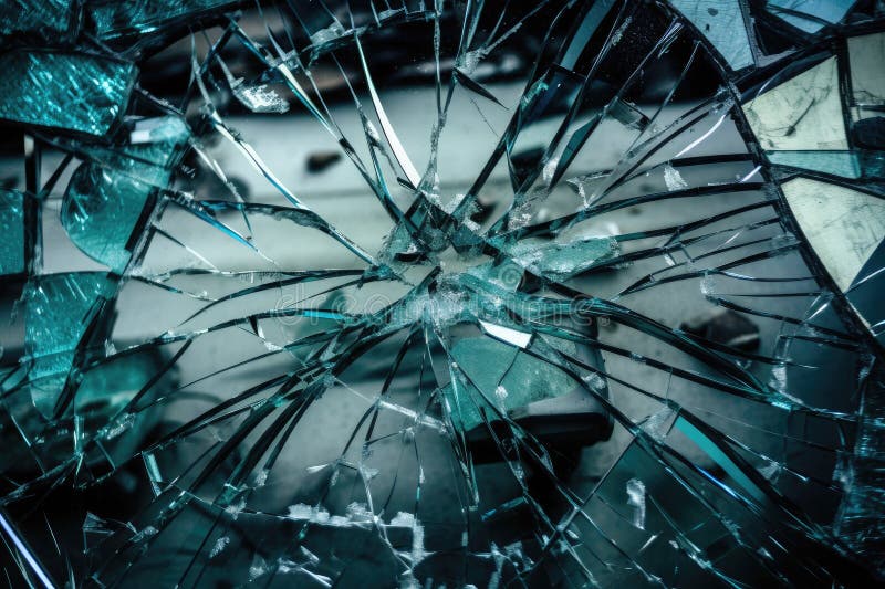 Abstract Broken Blue Glass, Illustration. Generative AI Stock ...