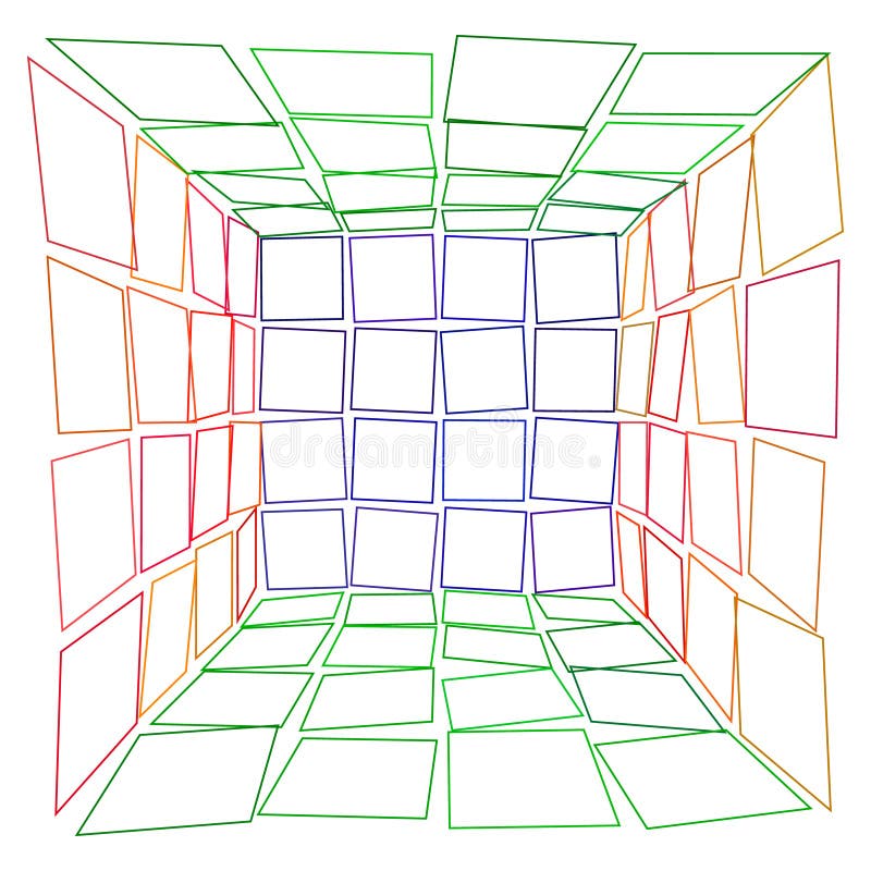 Abstract Broken 3d Open Box.Vector Outline Illustration Stock ...