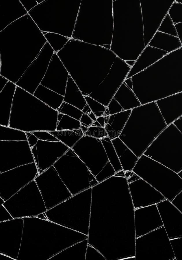 Abstract Broken Glass, Cracked White Lines on a Black Backdrop Stock ...