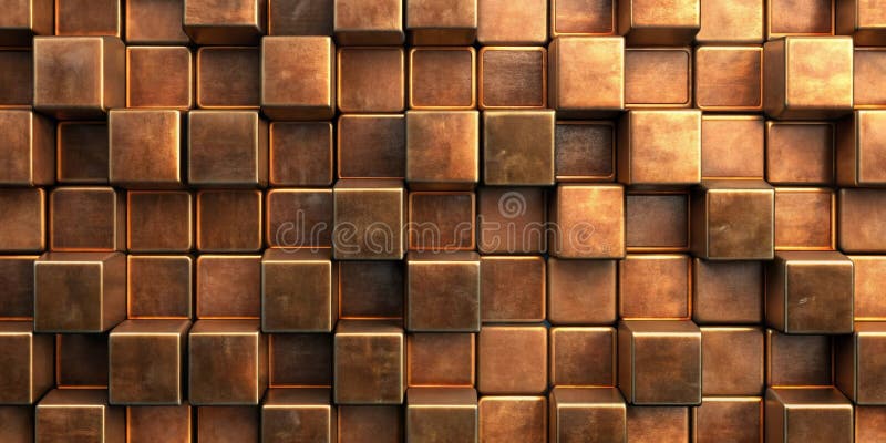 Abstract Bronze Cube Wall Texture Background Featuring Subtle ...