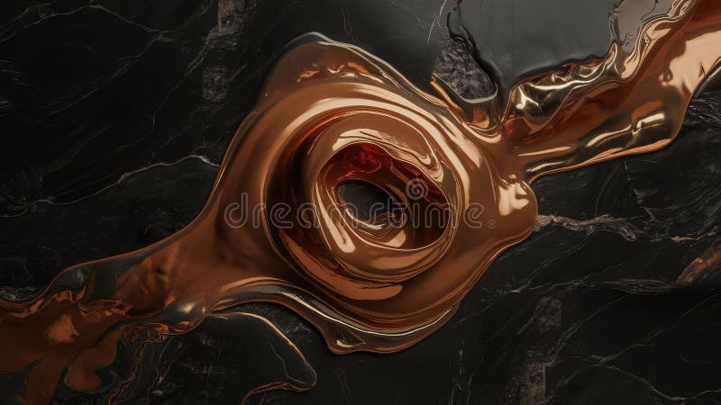 Abstract Bronze Liquid Swirl on Dark Marble High Quality Image Stock ...
