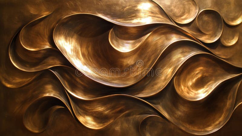 Abstract Bronze Sculpture with Flowing Wave Design Stock Illustration ...