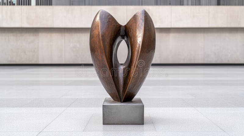 Abstract Bronze Sculpture in Modern Architectural Setting Stock ...