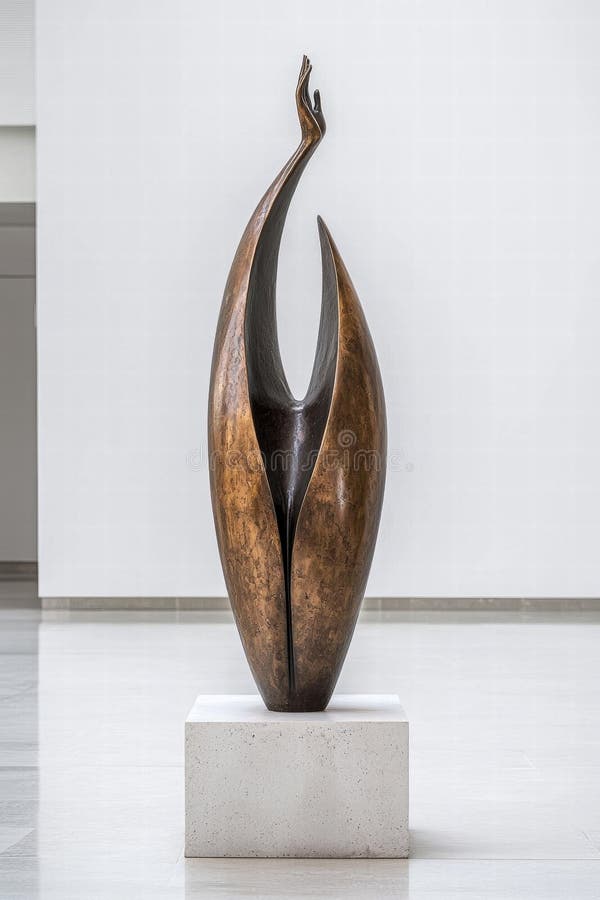 Abstract Bronze Sculpture with Organic Shapes Stock Illustration ...