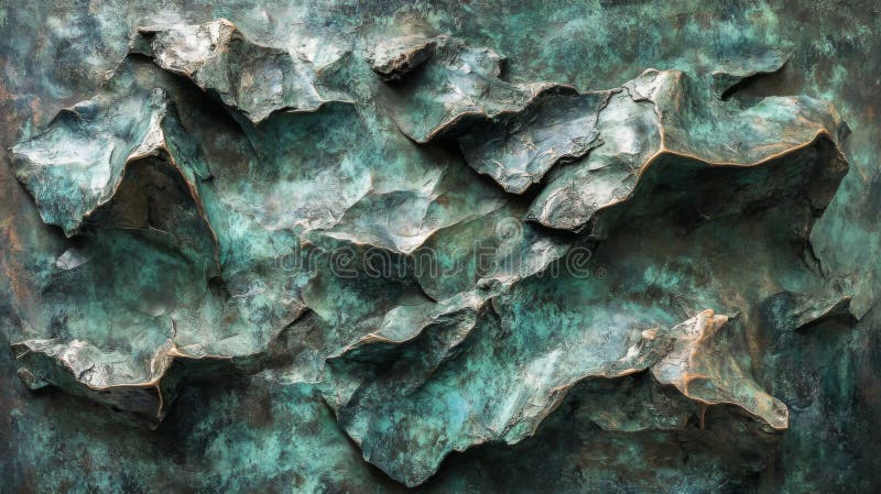 Abstract Bronze Sculpture Rough Texture Green Patina Stock Illustration ...