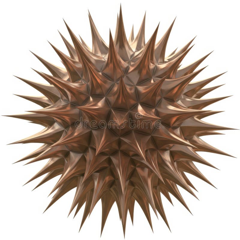 Abstract Bronze Spiked Sphere 3D Render Stock Illustration ...