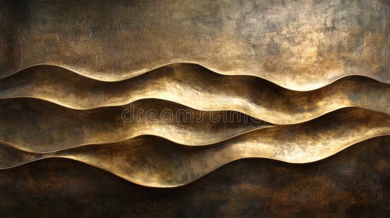 Abstract Bronze Wave Pattern Wall Art Stock Illustration - Illustration ...