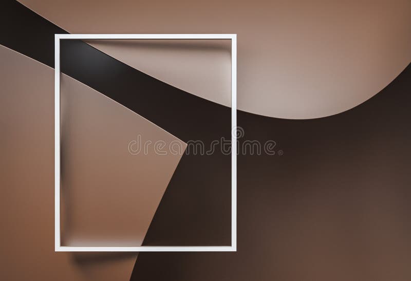 Abstract Brown and Beige Geometric Shapes with White Frame Modern ...