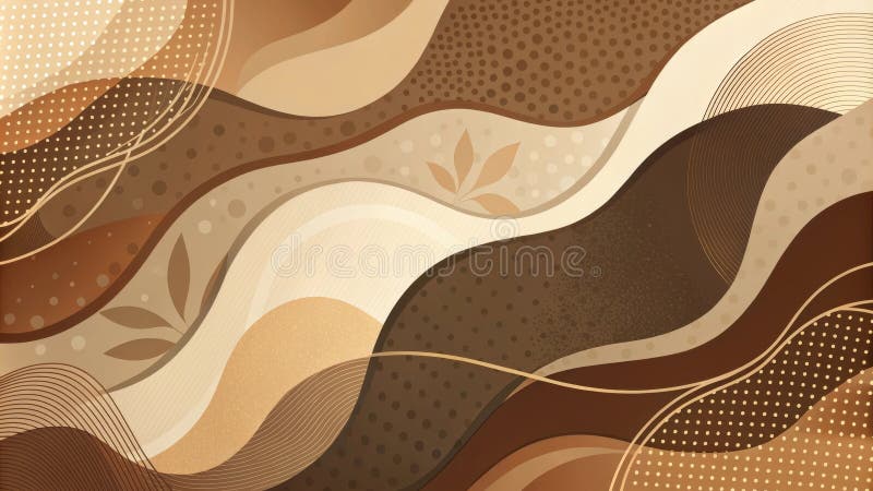 Abstract Brown and Beige Wave Pattern Design with Organic Shapes and ...