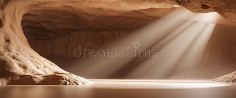 Abstract Brown Cave Texture with Light Rays. Stock Photo - Image of ...