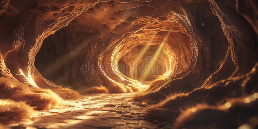 Abstract Brown Cave Texture with Light Rays Stock Photo - Image of ...