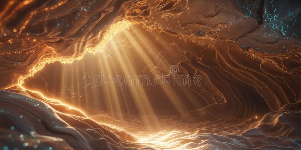 Abstract Brown Cave Texture with Light Rays. Stock Photo - Image of ...