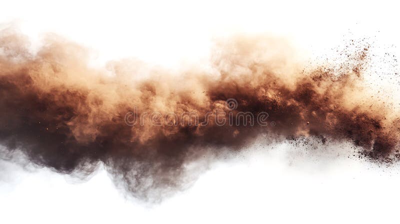 Abstract Brown Dust Cloud Isolated on White Background Motion Effect ...