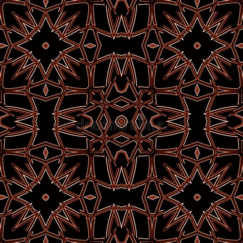 Abstract Brown Geometric Pattern of a Stripes and Shapes on a Black ...