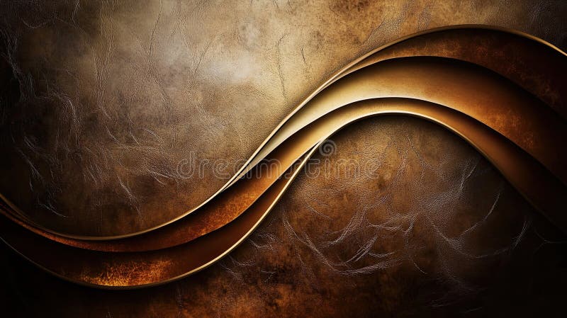 Abstract Brown and Gold Metallic Wave Background Stock Illustration ...
