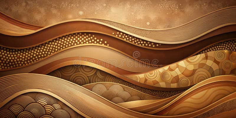 Abstract Brown and Gold Wave Pattern Design with Subtle Texture and ...
