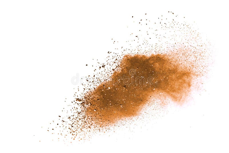 Abstract of Brown Powder Explosion on White Background. Stock Image ...