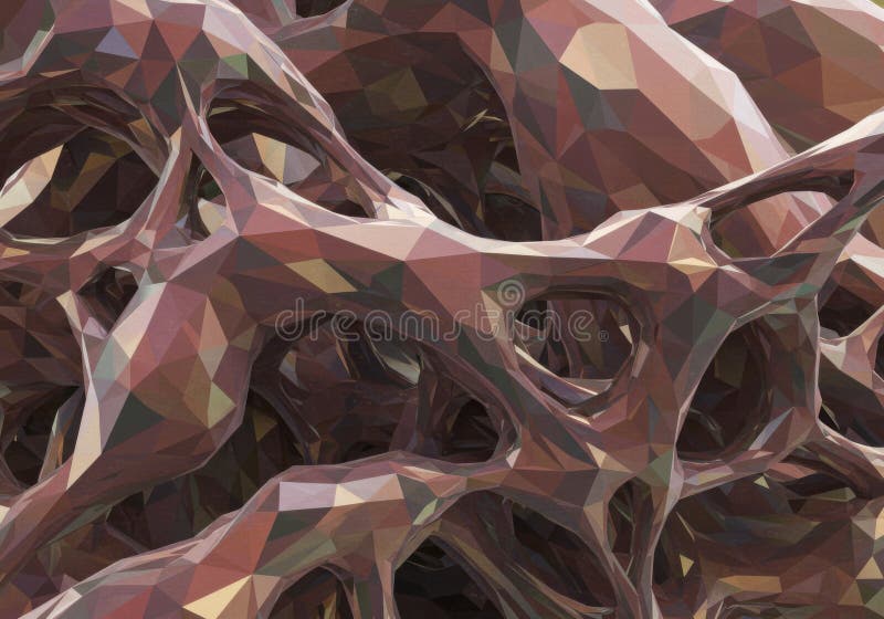 Abstract Brown and Red Low Poly 3D Render Stock Illustration ...