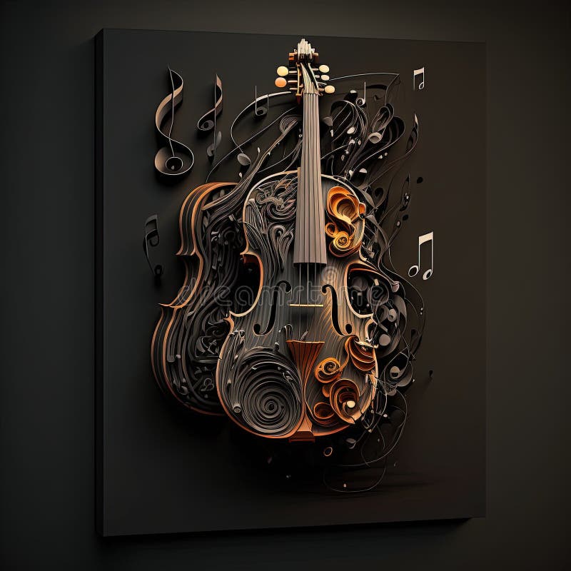Abstract Brown Violin. Generative AI Stock Illustration - Illustration ...