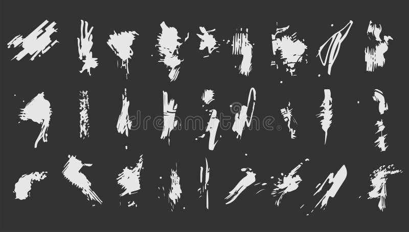 Abstract Brush Stroke Black Vector Set Illustration. Paint Grunge Shape ...
