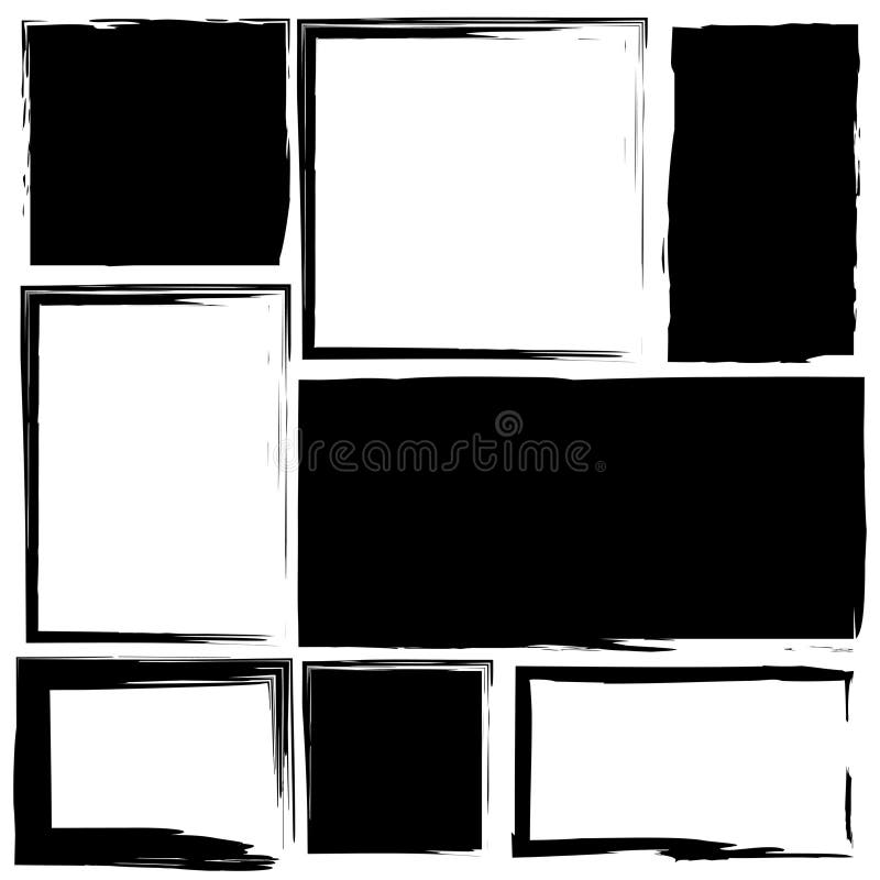Abstract Brush Stroke Rectangle Frames, Minimalist Design Stock Vector ...