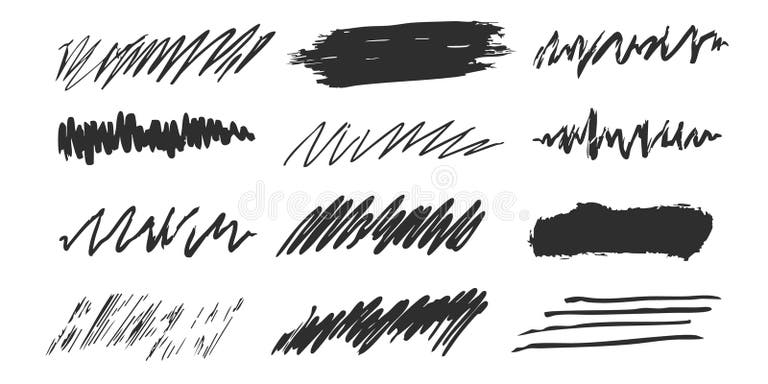 Abstract Brush Stroke and Scribble Set. Artistic Expression and ...