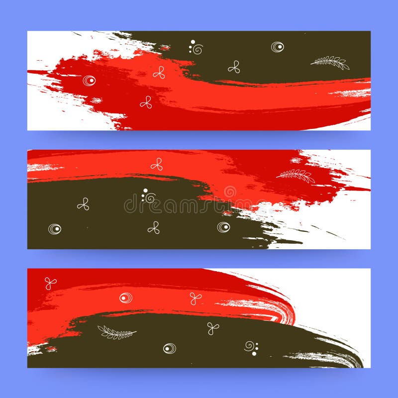 Abstract Brush Stroke Social Media Banner or Header Set with Space ...