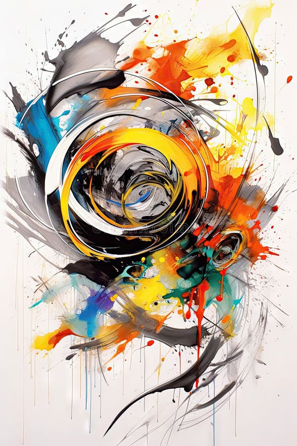 Abstract Brush Stroke Splashes of Colorful Paint for Wallpaper Stock ...
