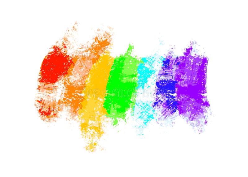 Abstract Brush Strokes Paint with Texture in Rainbow Colours Isolated ...