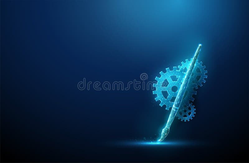 Abstract Brush Tool with Gears. AI Image Generation Tool Concept. Stock ...