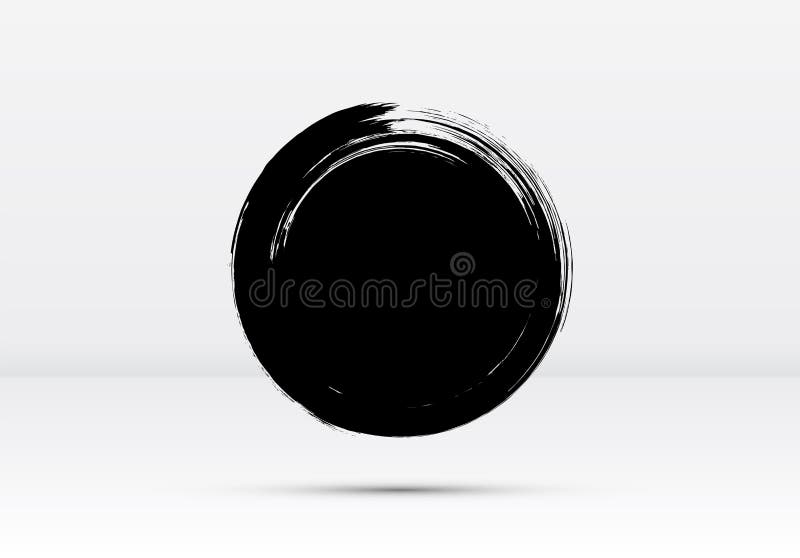 Abstract Brushed Black Ink Circle with Rough Edges and Grungy Texture ...