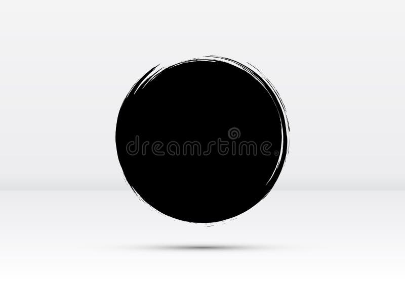 Abstract Brushed Black Ink Circles with Rough Edges and Grungy Texture ...
